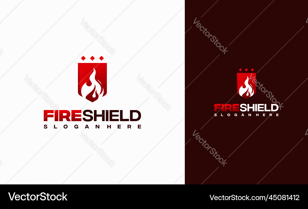 Modern fire shield logo template designs shield Vector Image