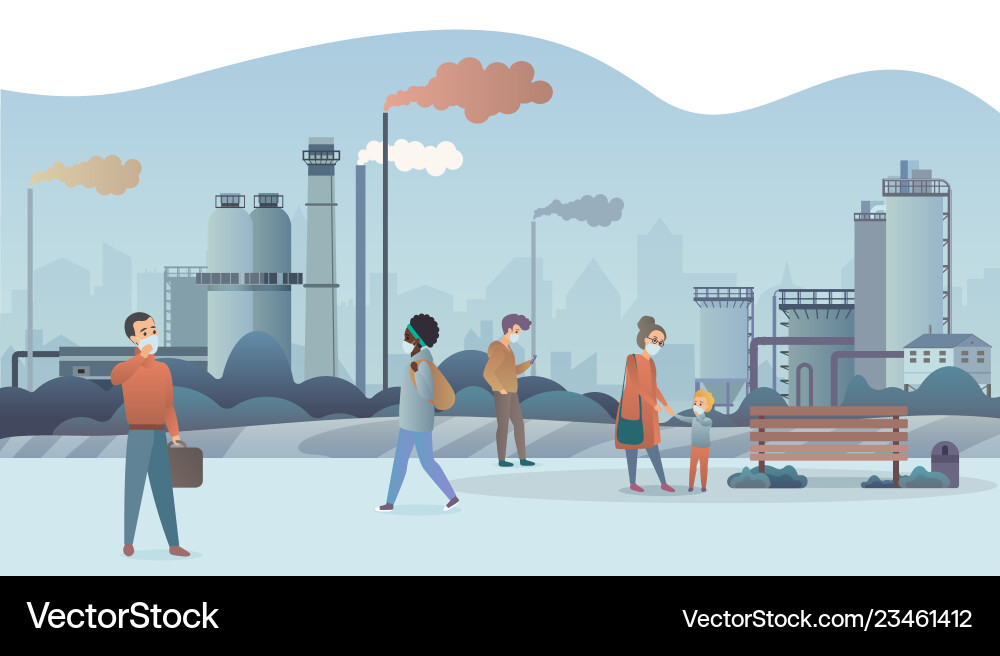 Sad and unhappy people wearing protective face Vector Image