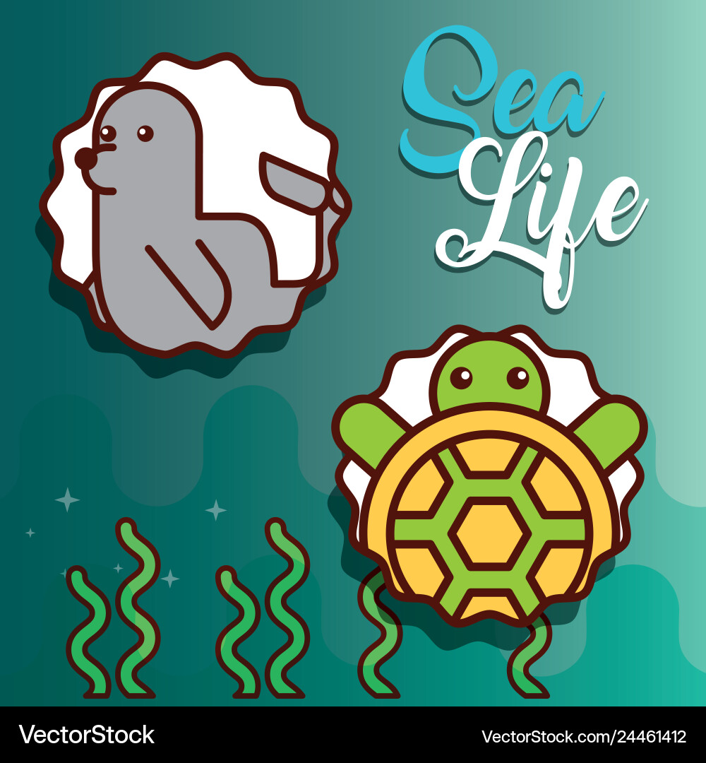 Sea life cartoon Royalty Free Vector Image - VectorStock