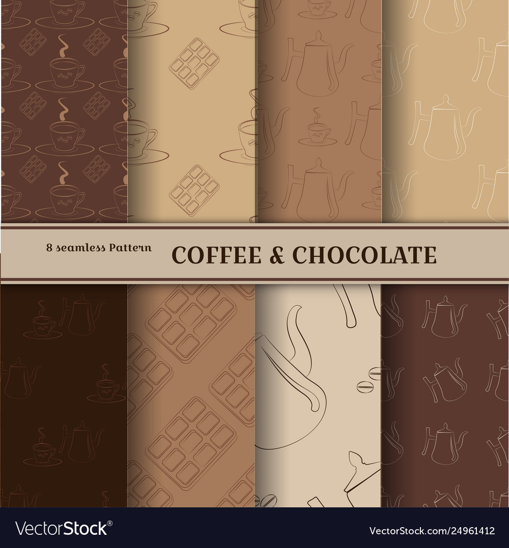 Set coffee seamless pattern Royalty Free Vector Image