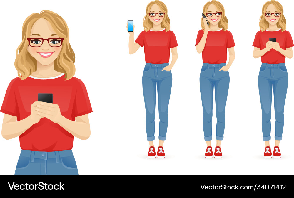 Woman with phone Royalty Free Vector Image - VectorStock