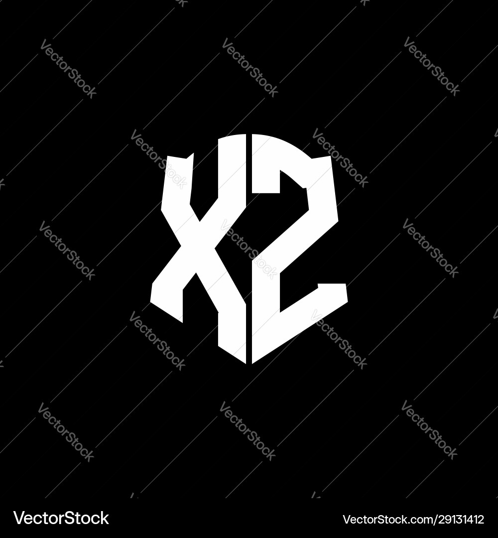 Xz monogram letter logo ribbon with shield style Vector Image