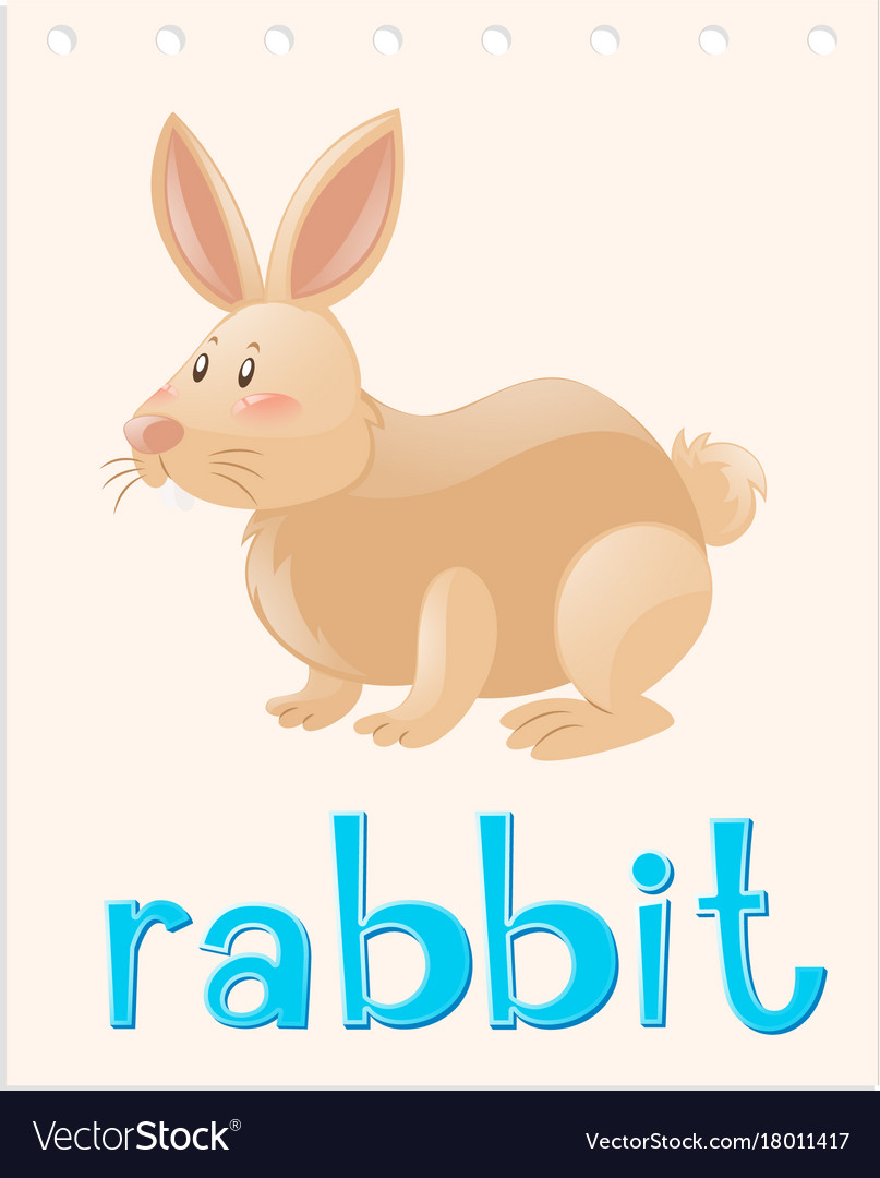 Animal flashcard with rabbit Royalty Free Vector Image