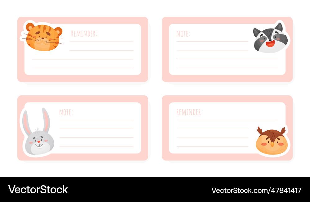 Animal head paper note card or reminder page Vector Image