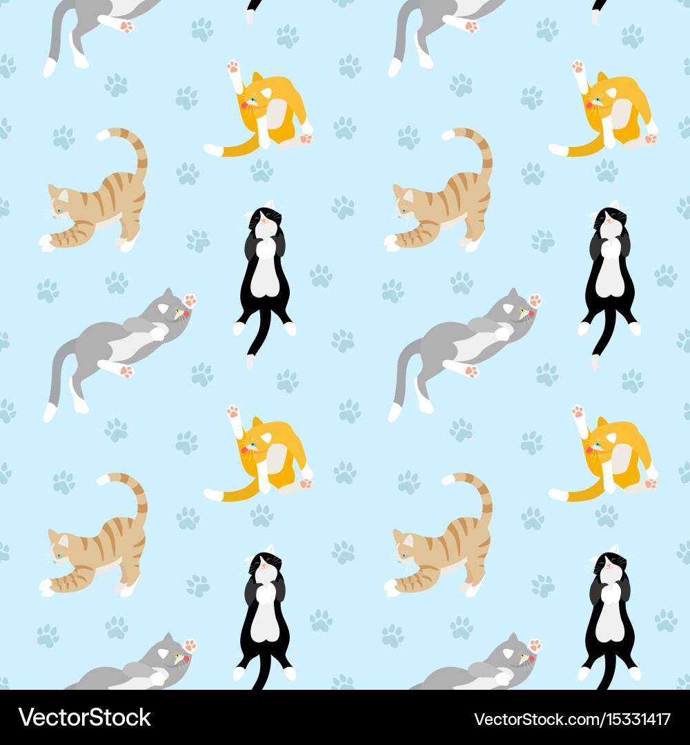 Beautiful pattern with different breeds of cats Vector Image