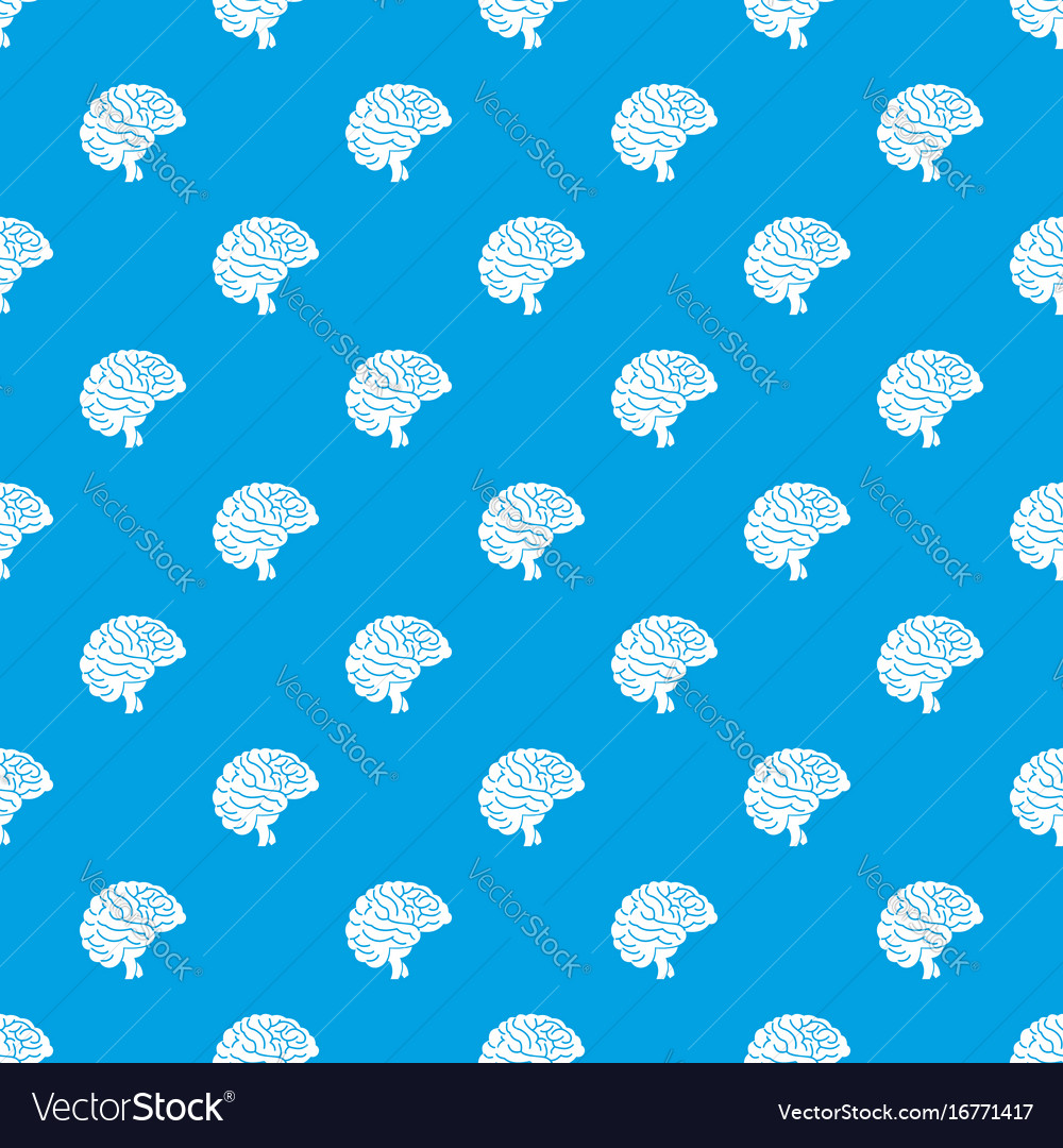 Brain pattern seamless blue Royalty Free Vector Image