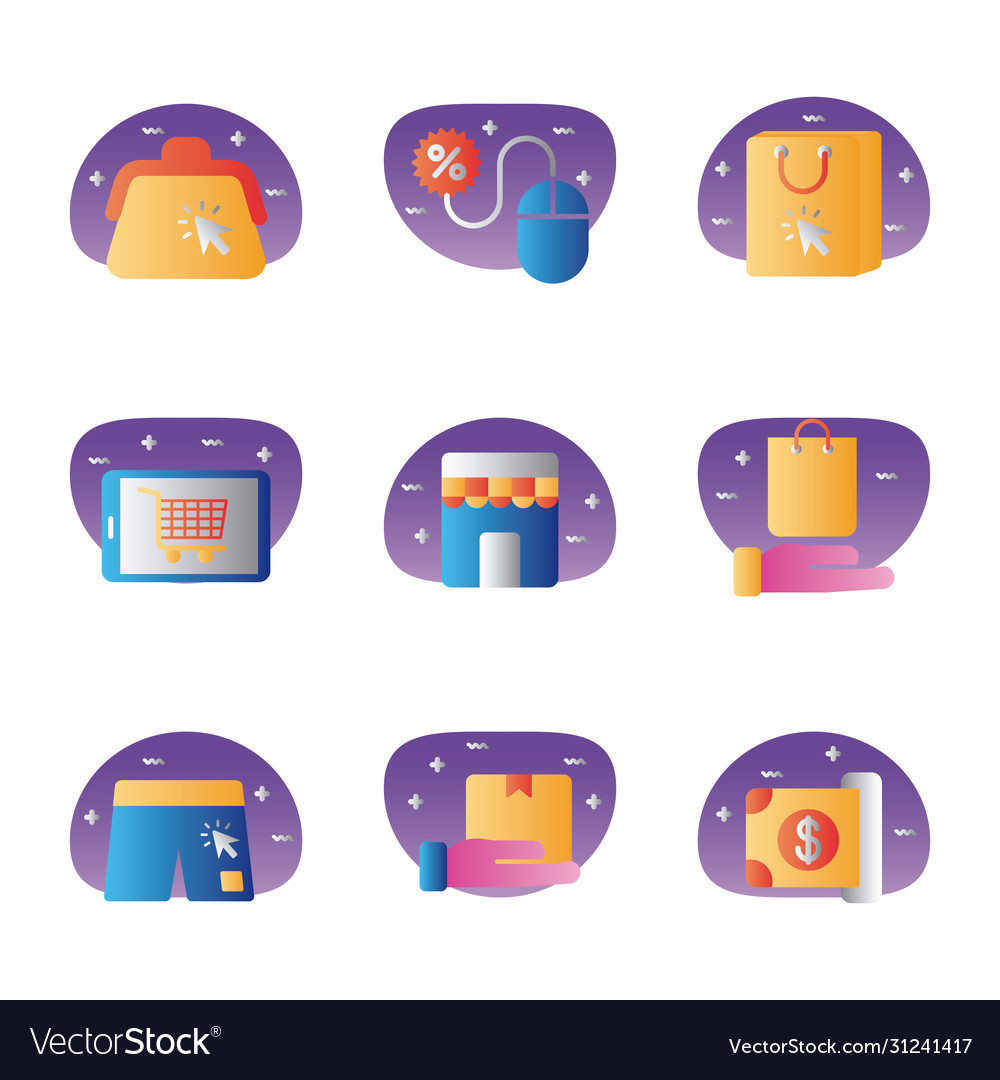 Bundle commercial set icons Royalty Free Vector Image