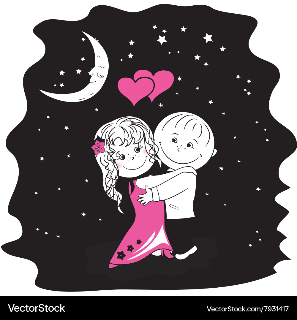 Couple in love dancing at night Royalty Free Vector Image