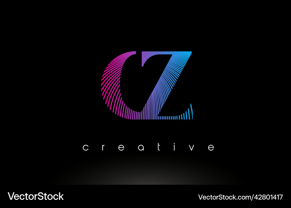 Cz logo design with multiple lines and purple Vector Image