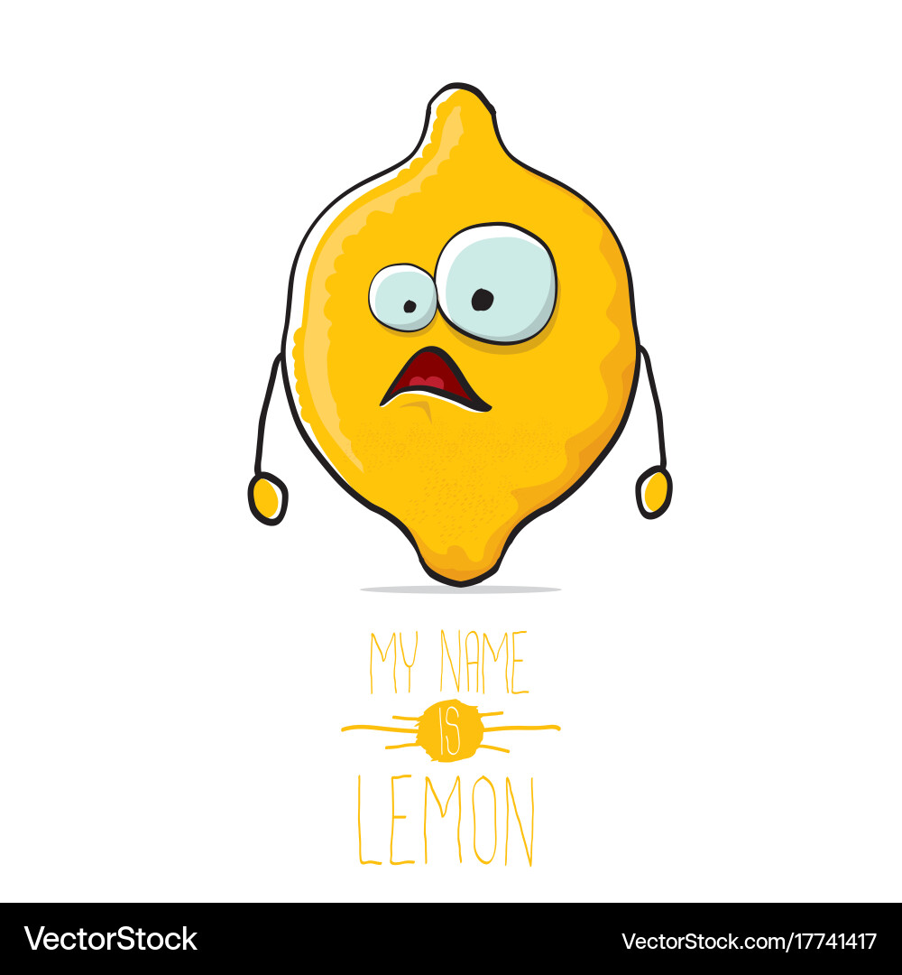 Funny cartoon cute yellow lemon Royalty Free Vector Image