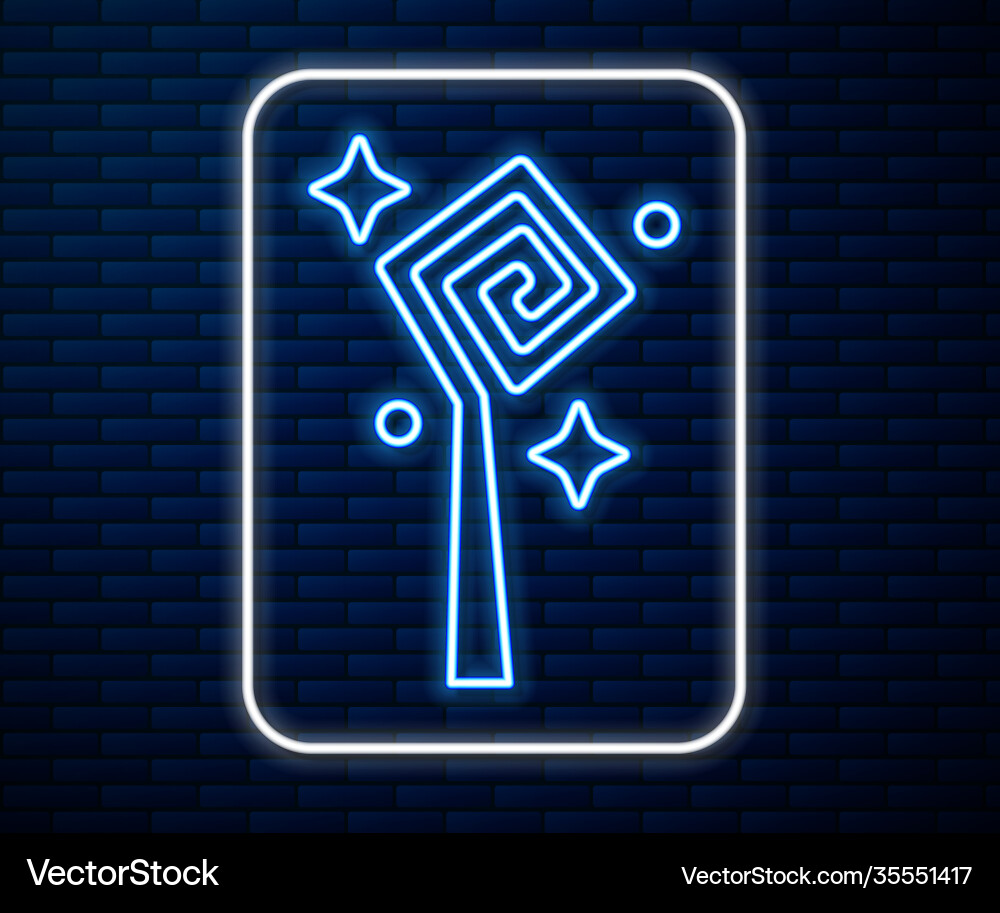Glowing neon line magic staff icon isolated Vector Image