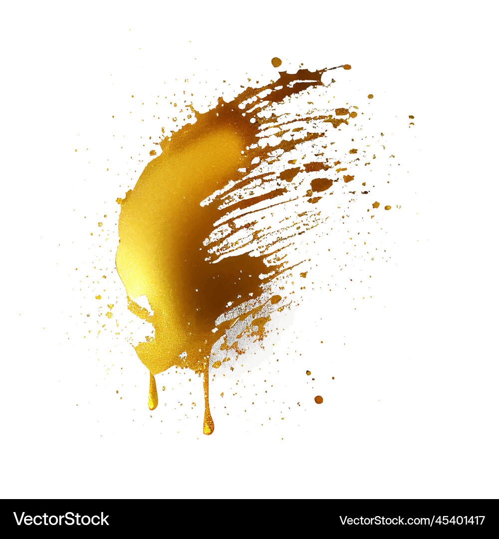 Golden glitter paint splash isolated on white Vector Image