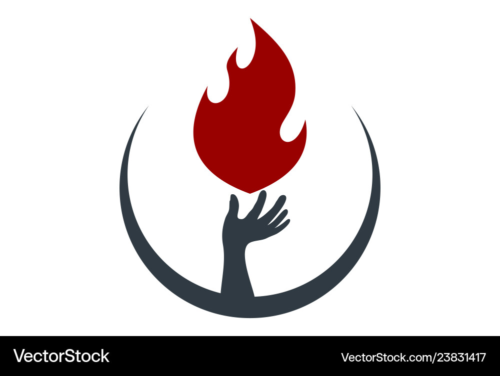 Hand fire energy power logo icon Royalty Free Vector Image