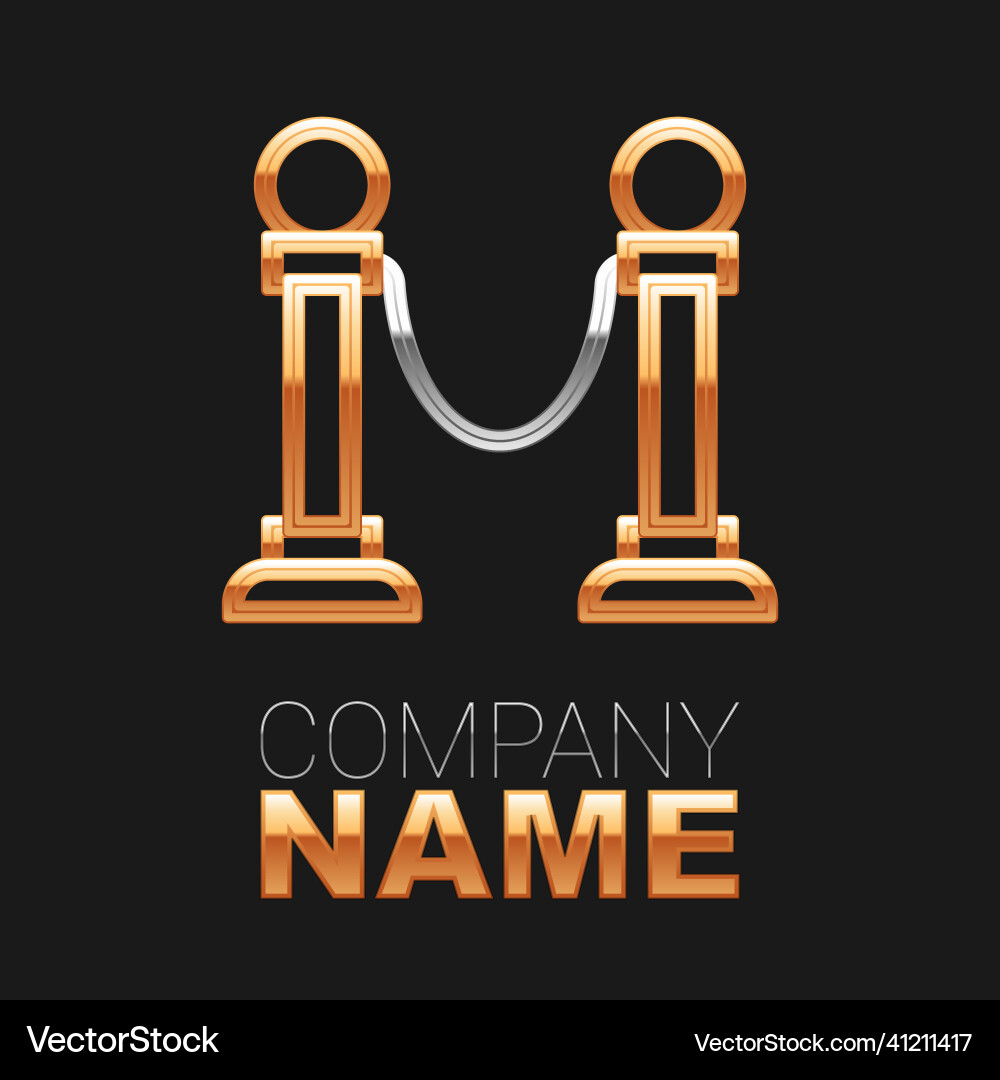 Line rope barrier icon isolated on black Vector Image