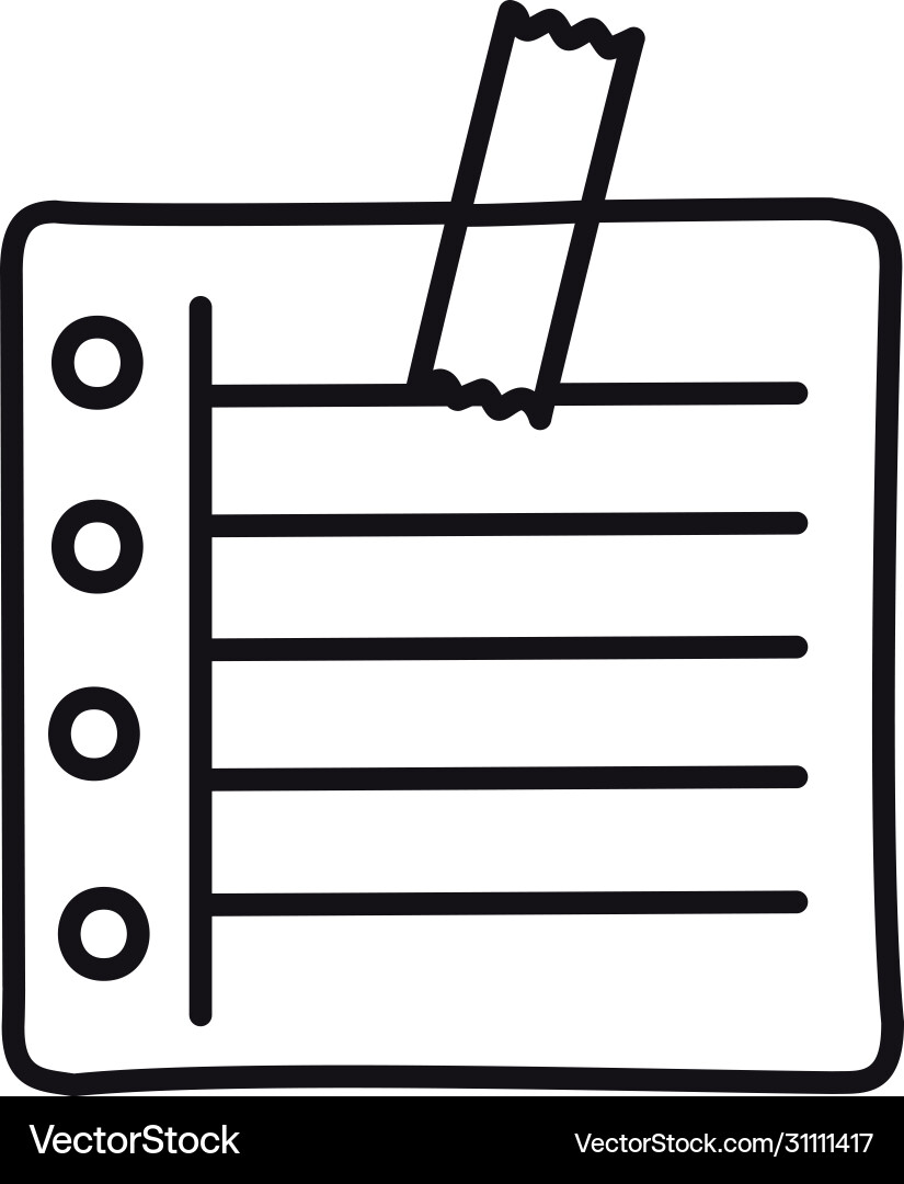 Notebook page with tape line and fill style Vector Image