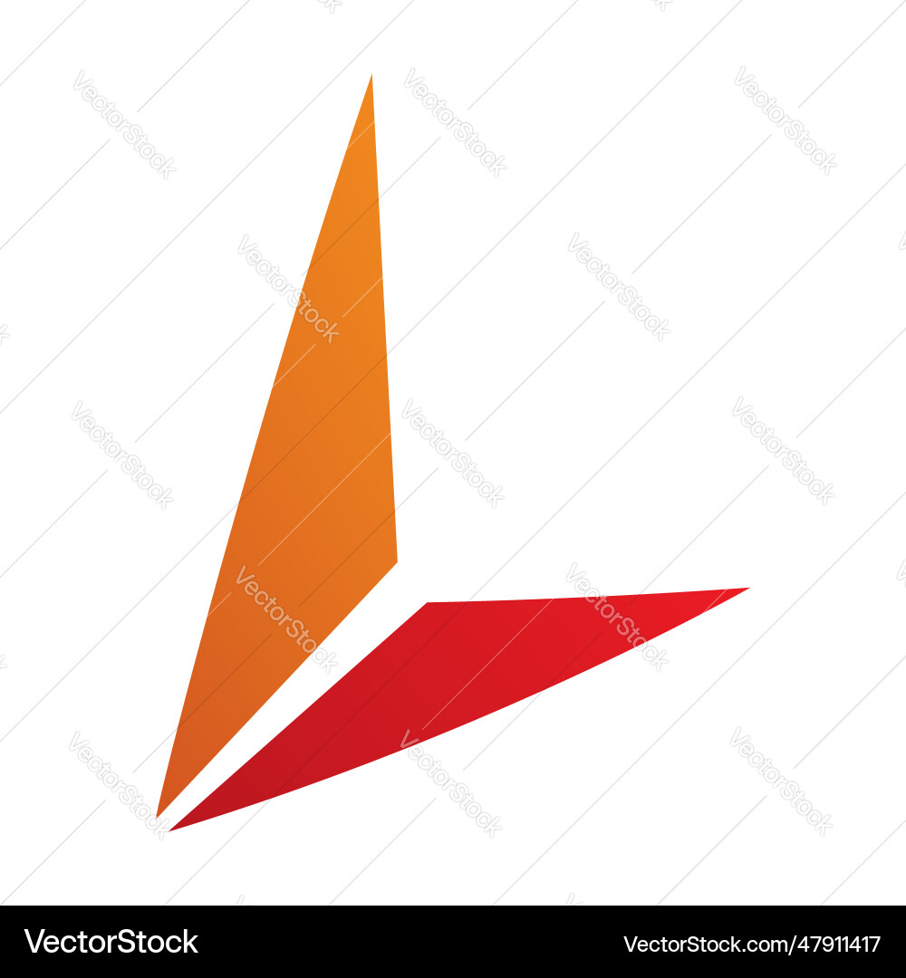 Orange and red letter l icon with triangles Vector Image