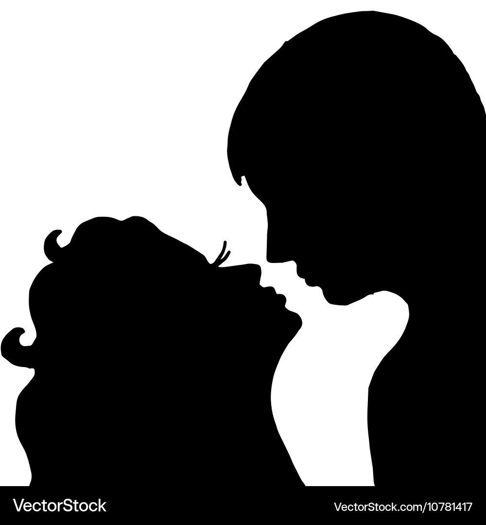 Pair kiss isolated on white background Royalty Free Vector