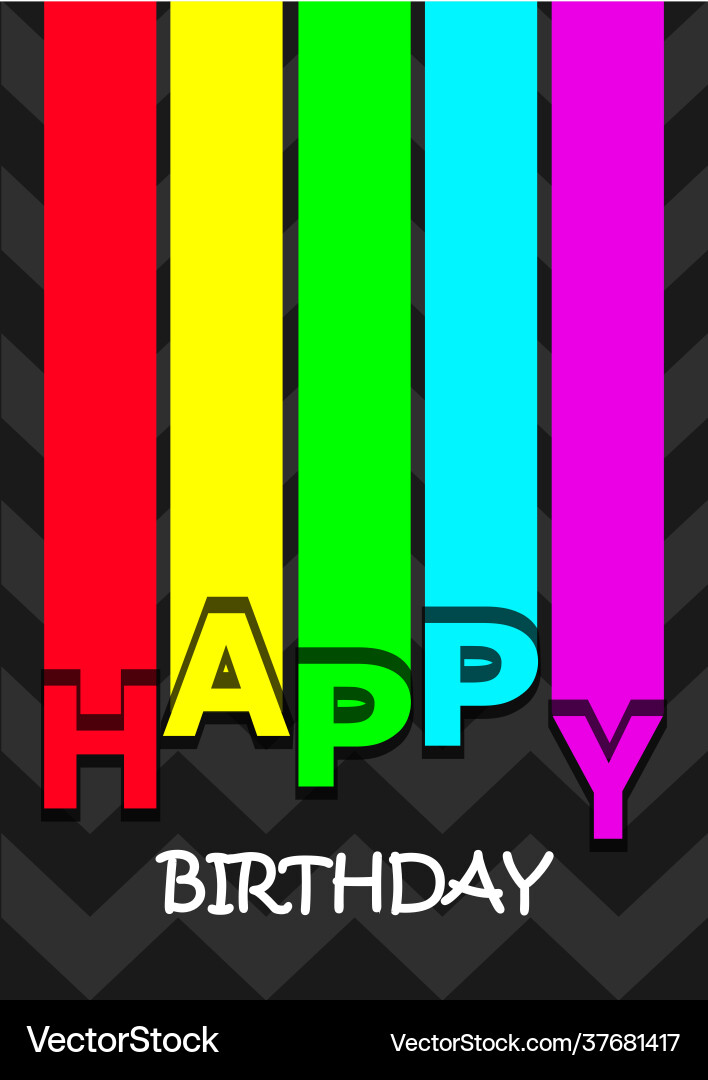 Rainbow lines happy birthday card colourful Vector Image