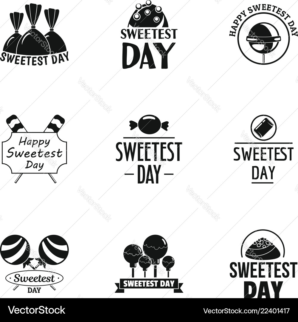 Sweetest day logo set simple style Royalty Free Vector Image