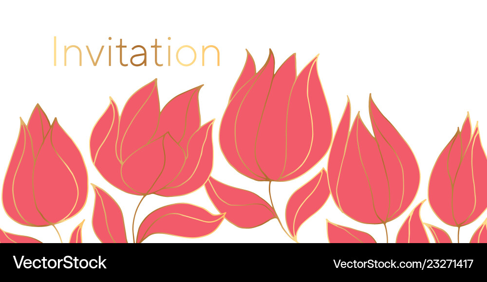 Tulips blossom invitation color template Vector Image