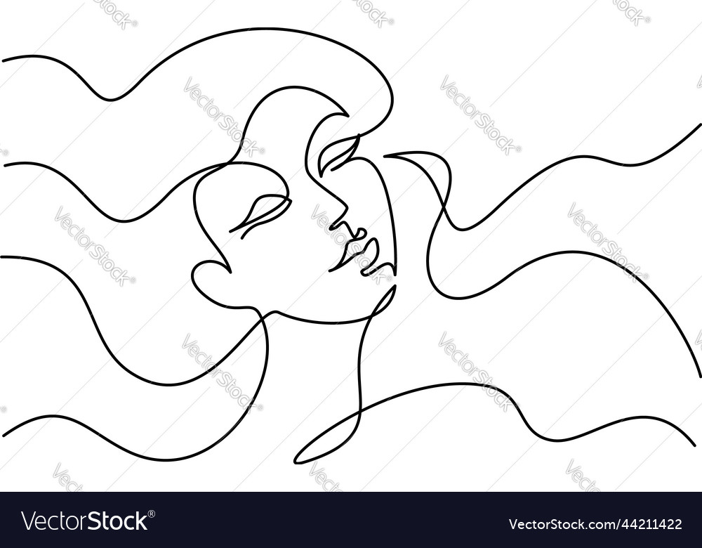 Abstract Minimal Woman Face Continuous One Line Vector Image
