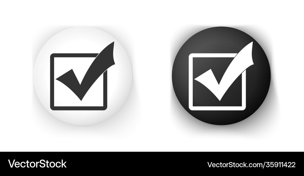 Black and white check mark in a box icon isolated Vector Image