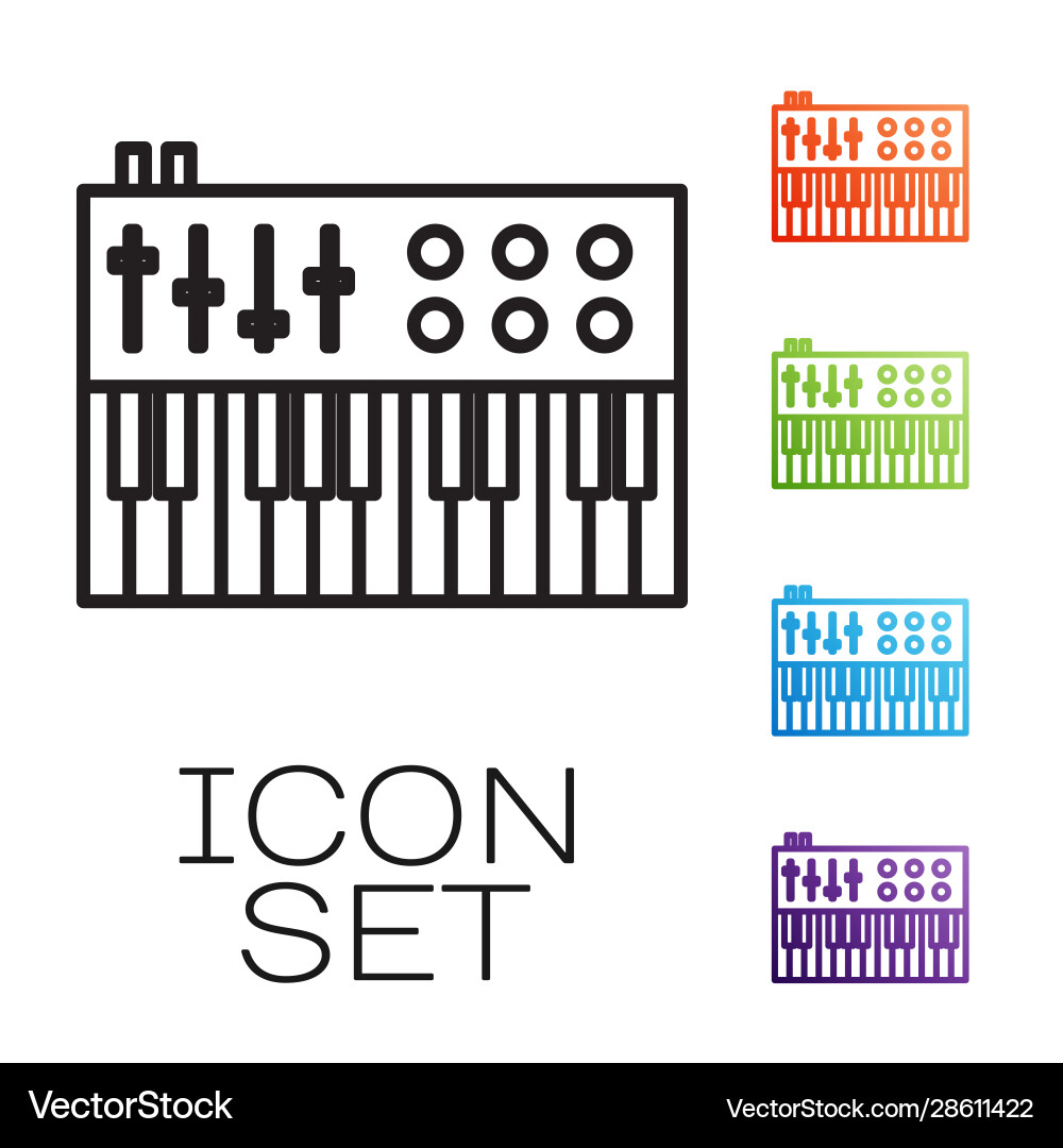 Black line music synthesizer icon isolated Vector Image