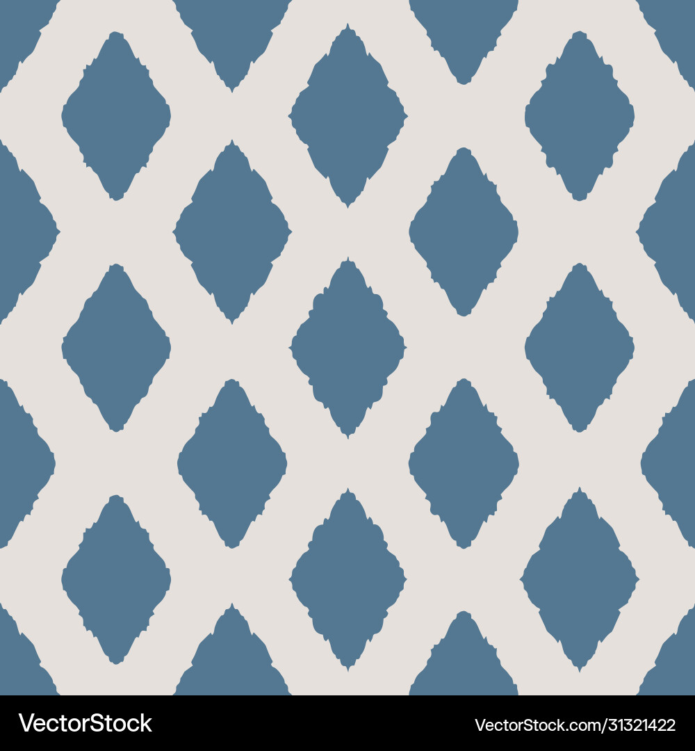 Blue ikat with diamond shapes seamless Royalty Free Vector