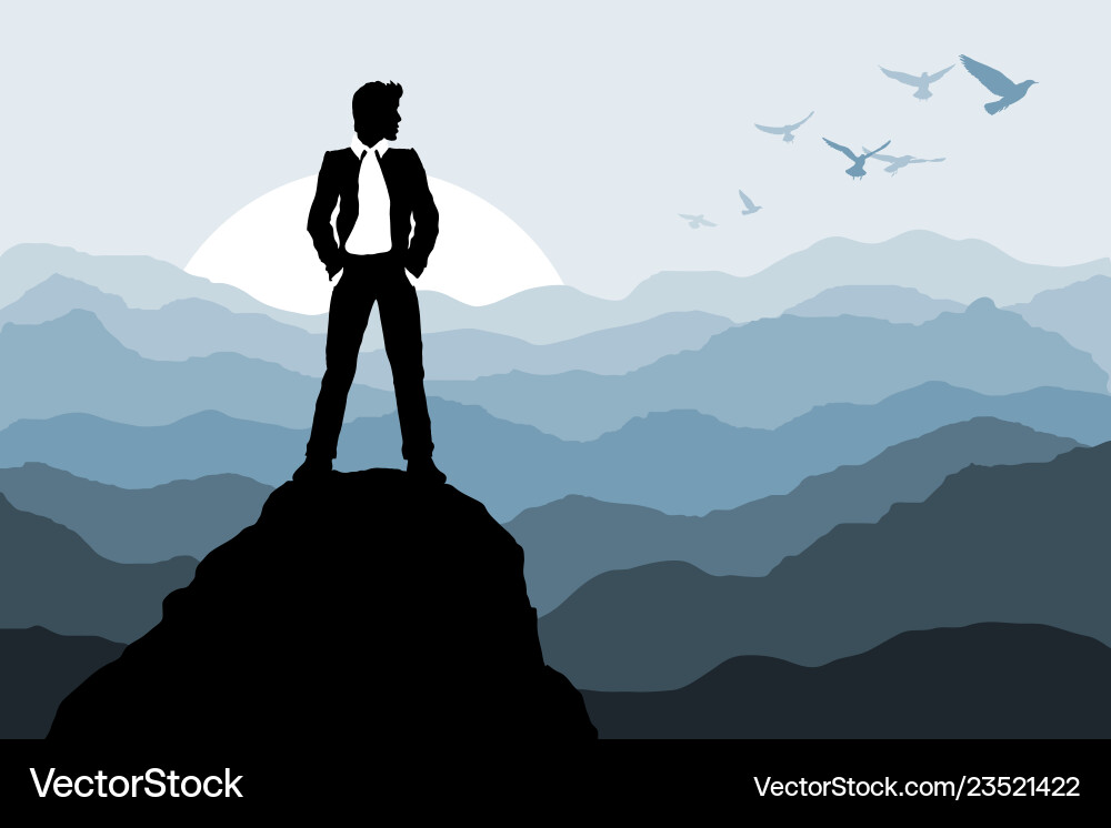 Businessman standing on rock Royalty Free Vector Image