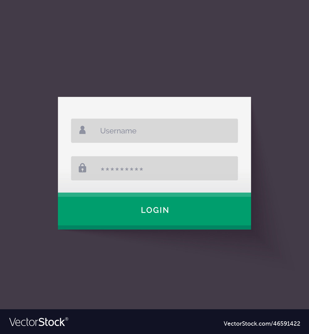 Clean flat white login form ui template design Vector Image Clean flat white login form ui template design Vector Image