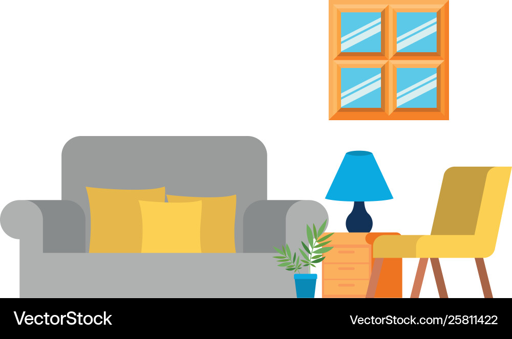 Comfortable sofa in living room with white Vector Image