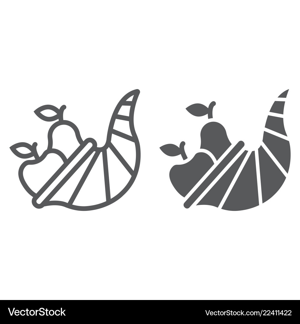 Cornucopia line and glyph icon harvest food Vector Image