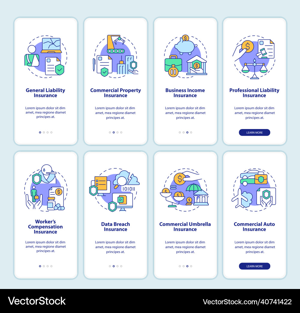 Corporate insurance onboarding mobile app screen Vector Image