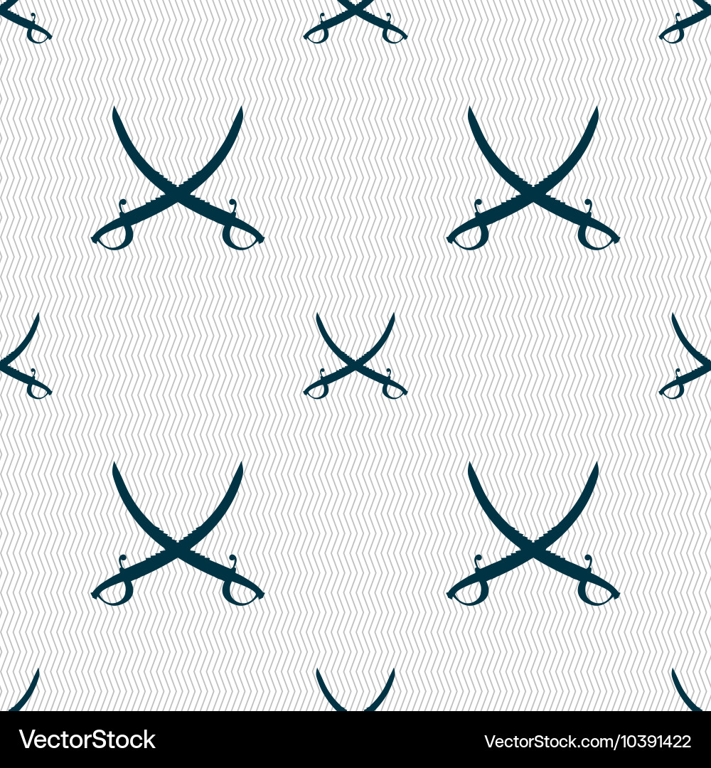 Crossed saber sign seamless pattern with geometric
