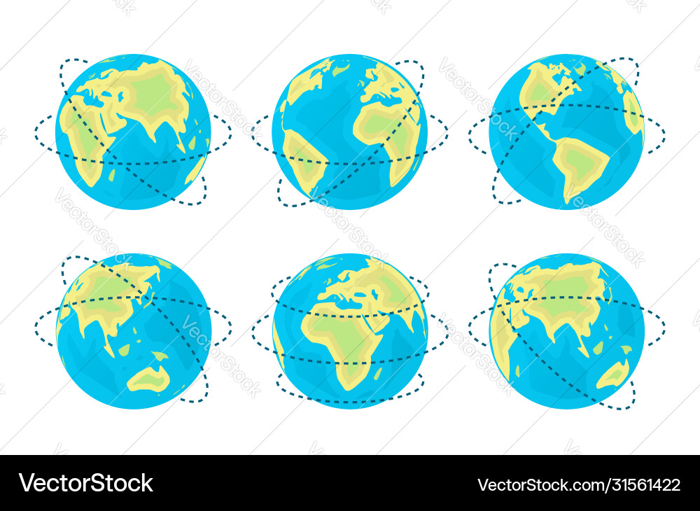 Earth planet in different positions and axes Vector Image