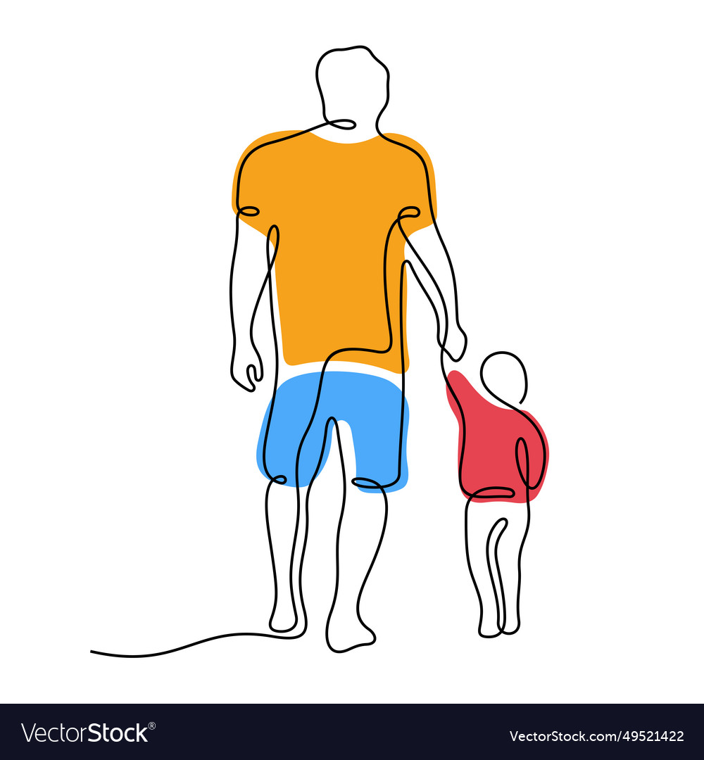 Father and son continuous line Royalty Free Vector Image
