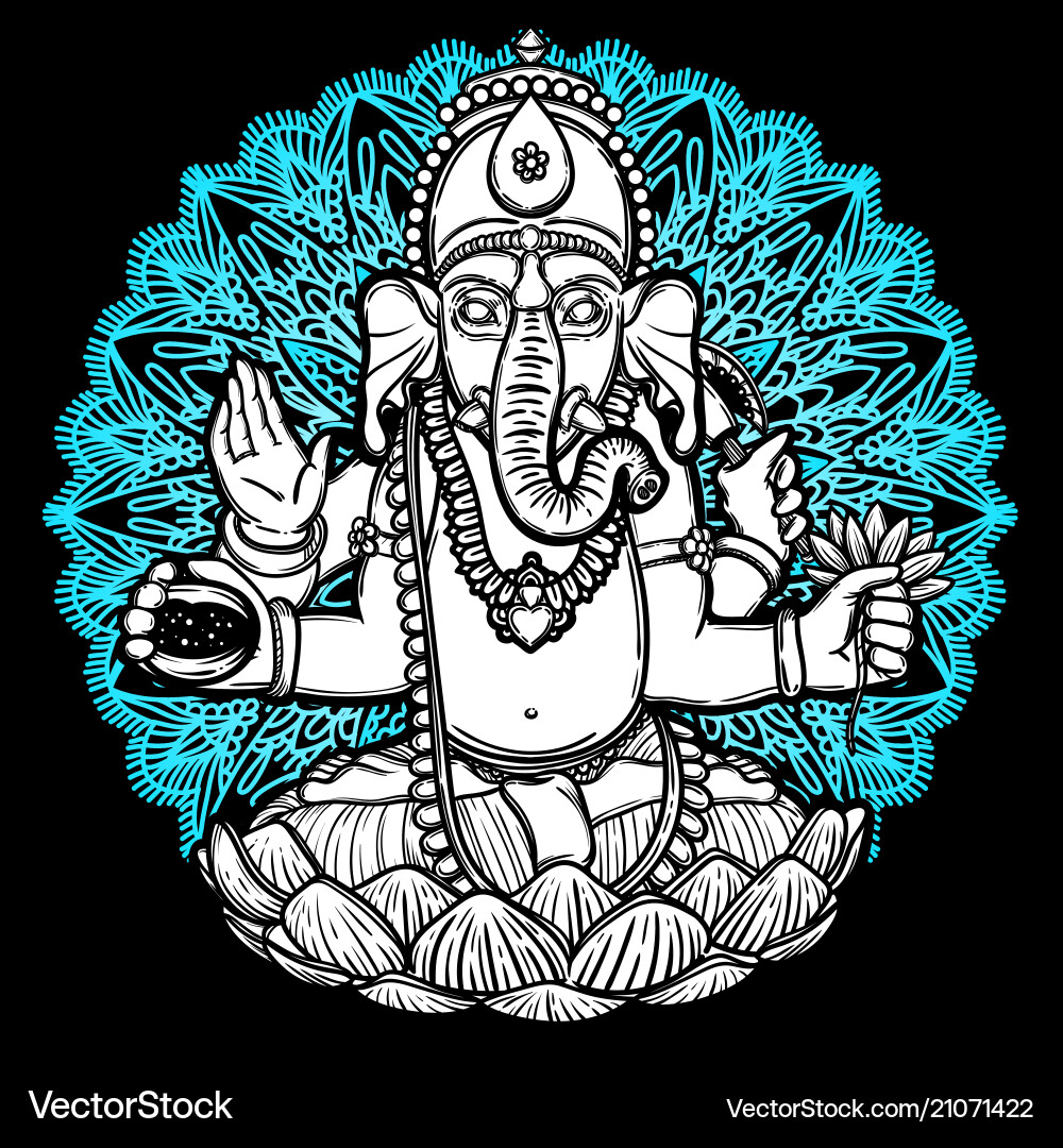 Ganesha hindu god elephant Royalty Free Vector Image