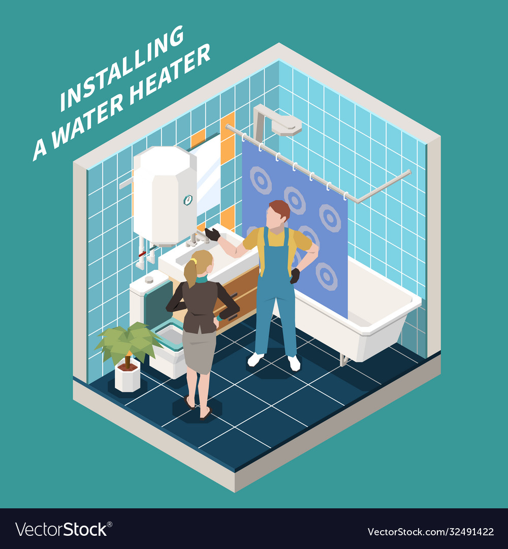 Isometric plumber composition Royalty Free Vector Image
