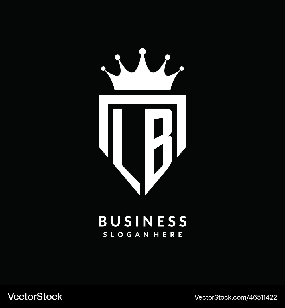 Letter lb logo monogram emblem style with crown Vector Image