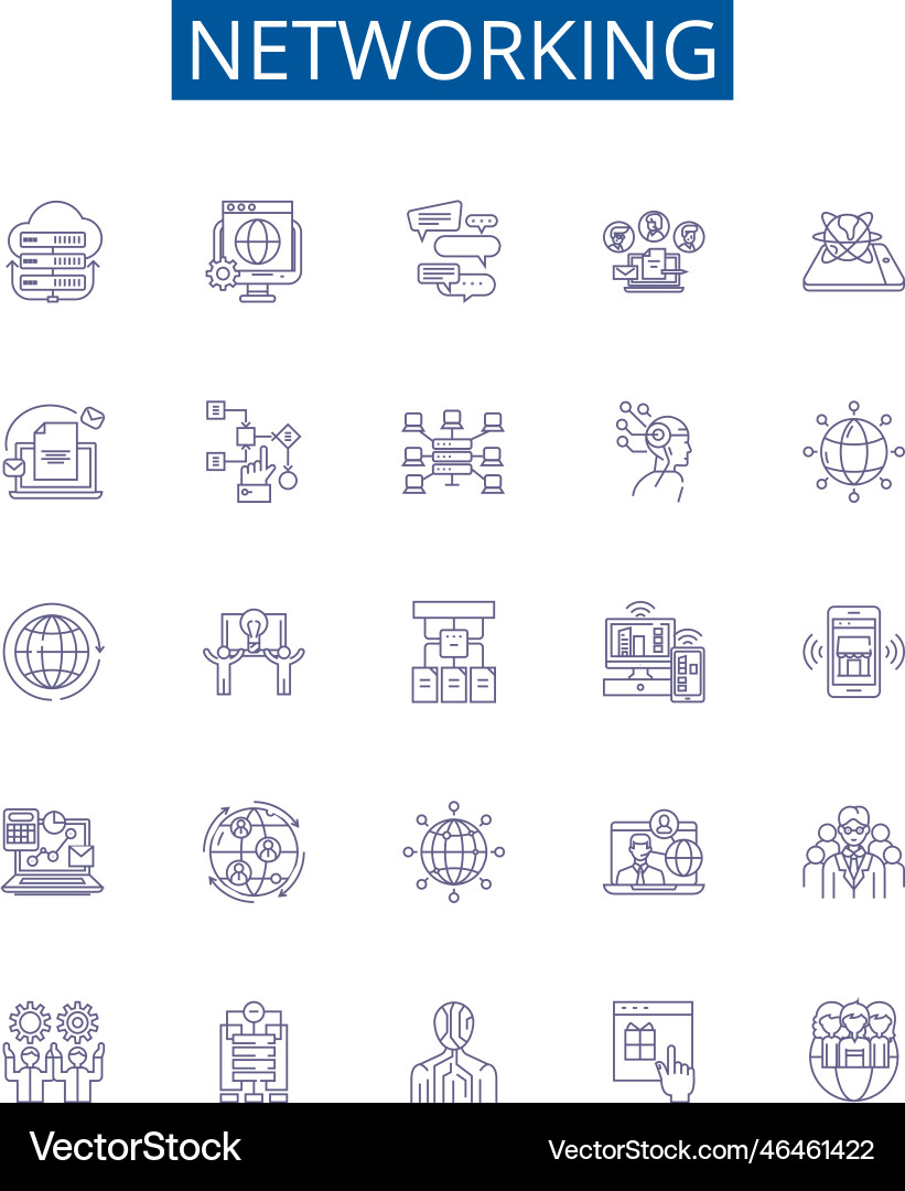 Networking line icons signs set design collection Vector Image