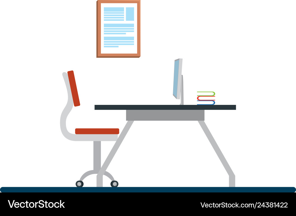Office workplace with desk and desktop scene Vector Image