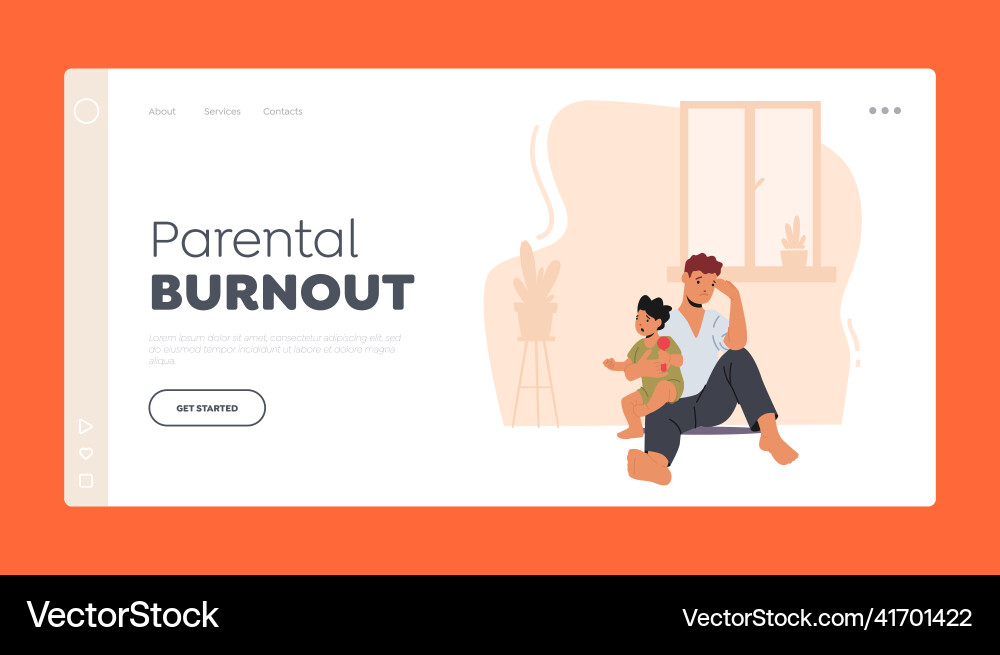 Parental burnout landing page template anxious Vector Image