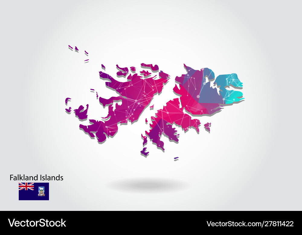 Polygonal falkland islands map low poly design Vector Image