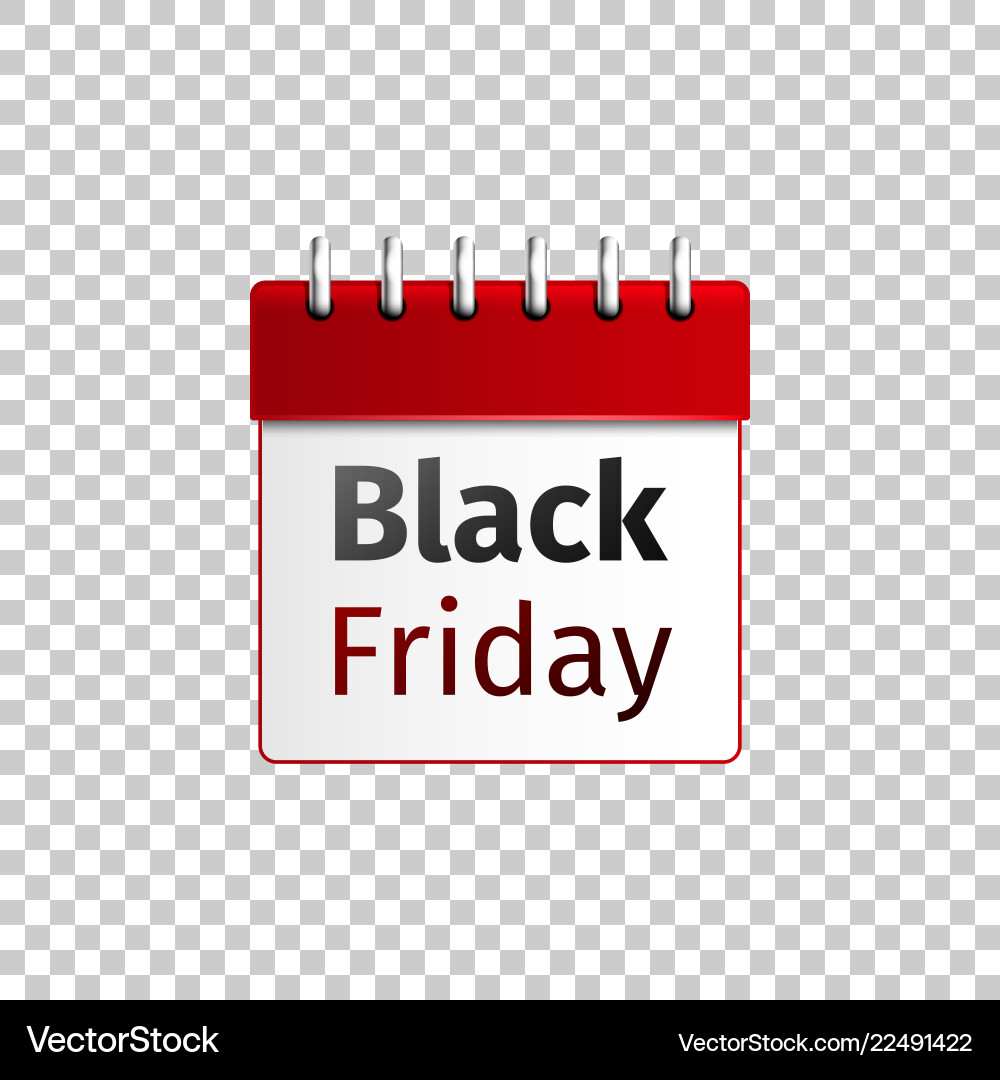 Realistic red calendar with black friday isolated Vector Image