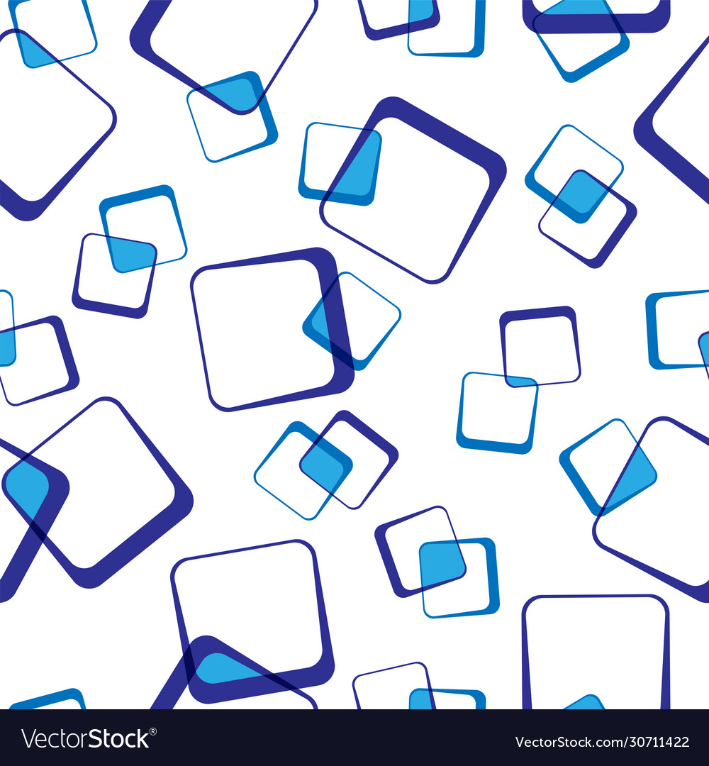 Seamless Pattern Blue Intersecting Squares Vector Image