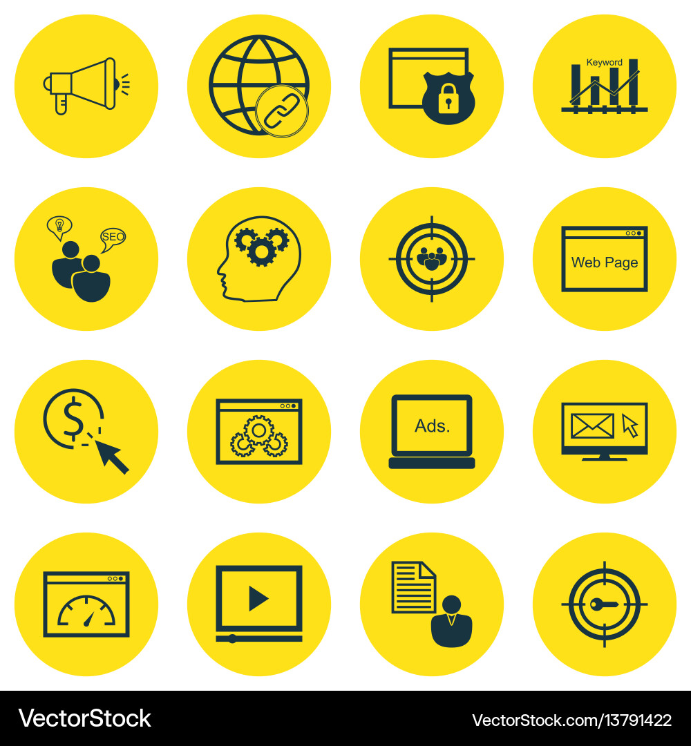 Set of 16 advertising icons includes loading Vector Image