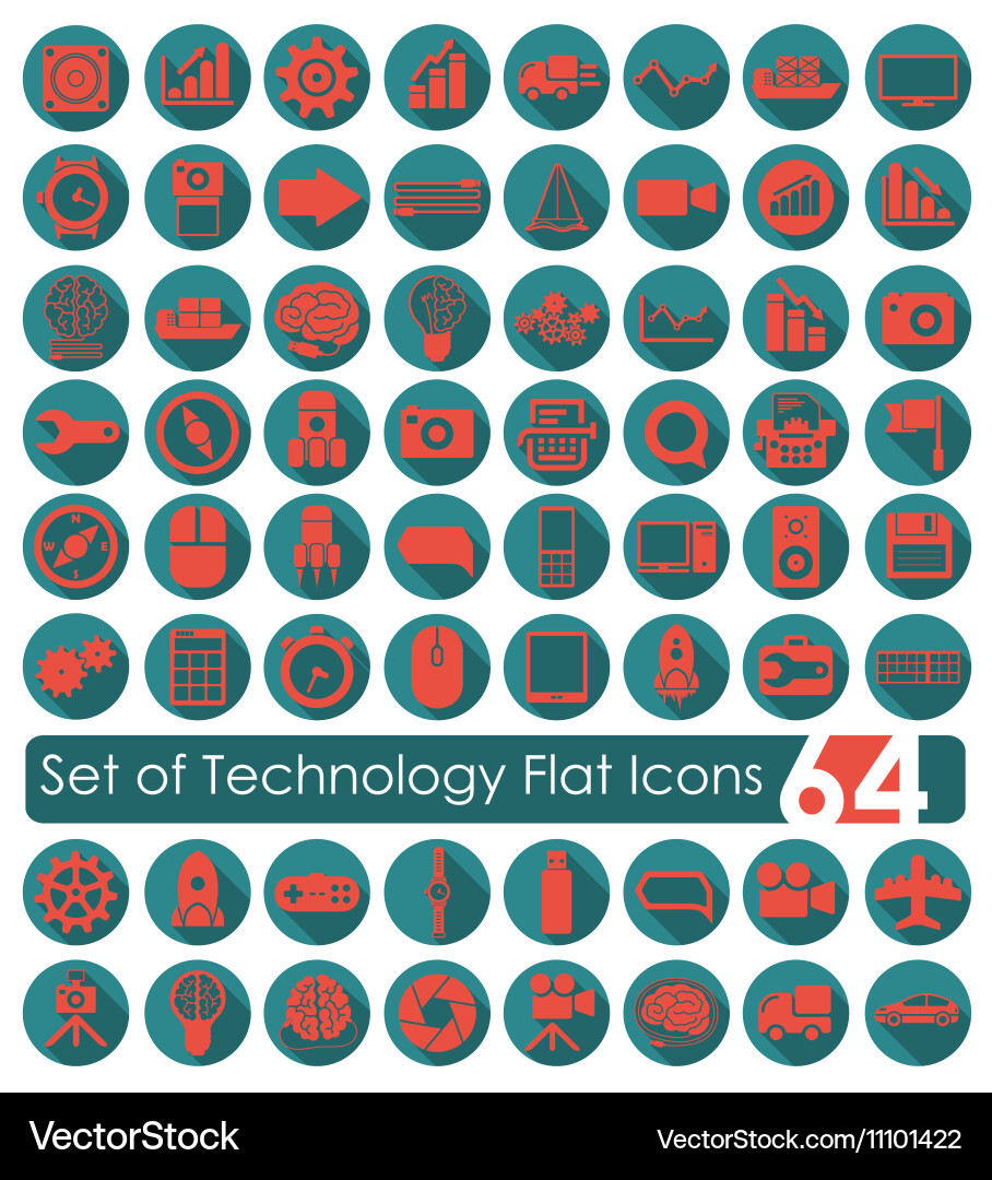 Set of technology flat icons Royalty Free Vector Image