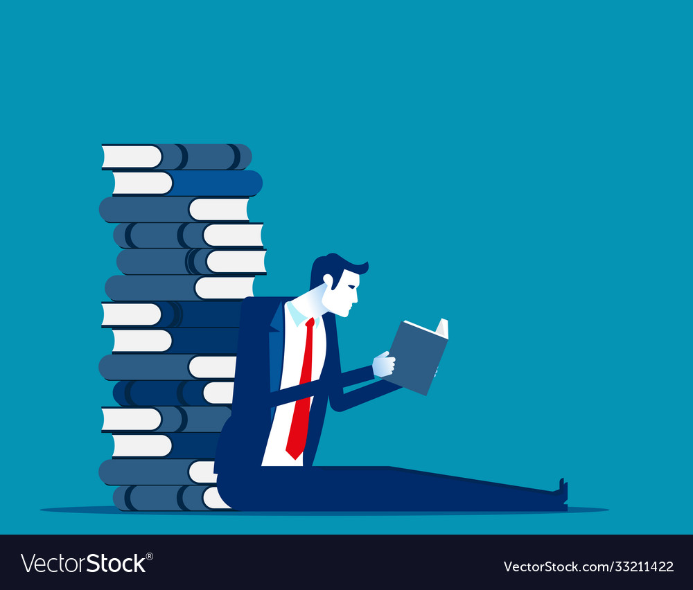 Young business with huge stack books Royalty Free Vector Young business with huge stack books Royalty Free Vector