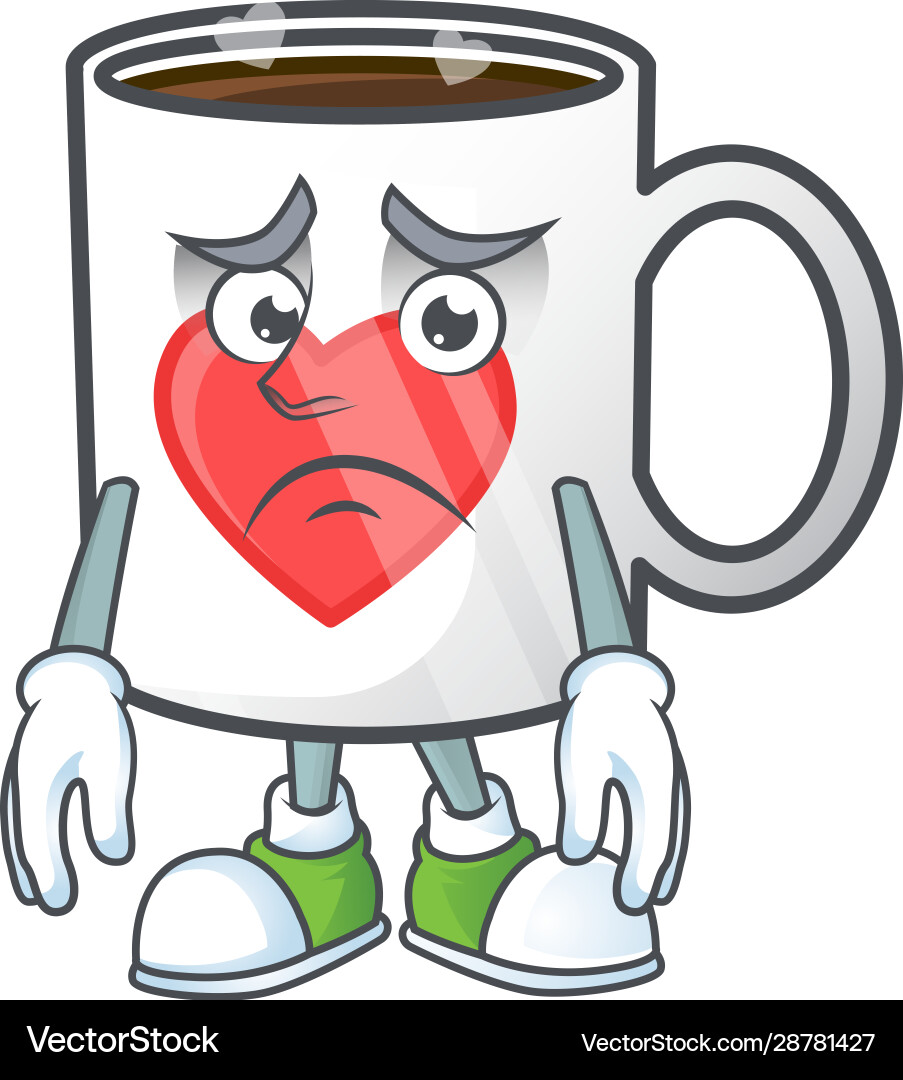 A picture cup coffee love showing afraid look Vector Image