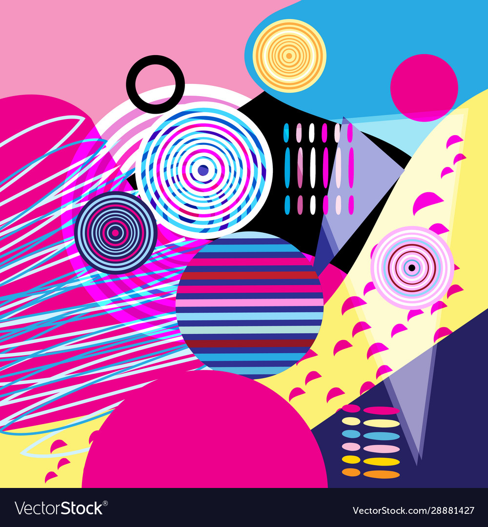 Abstract color background different objects Vector Image